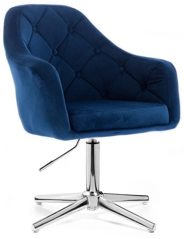 LuxuryForm DESIGN Otočné křeslo ANDORA VELUR  na stříbrném kříži - modré