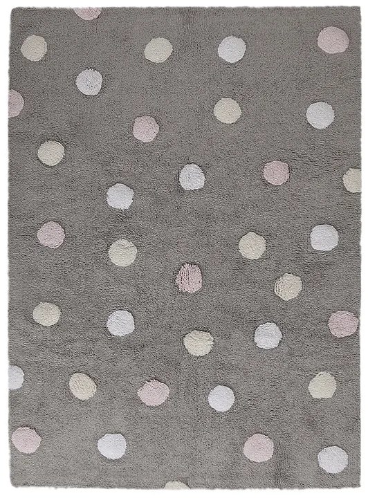 Lorena Canals koberce Přírodní koberec, ručně tkaný Tricolor Polka Dots Grey-Pink Rozměry koberců: 120x160