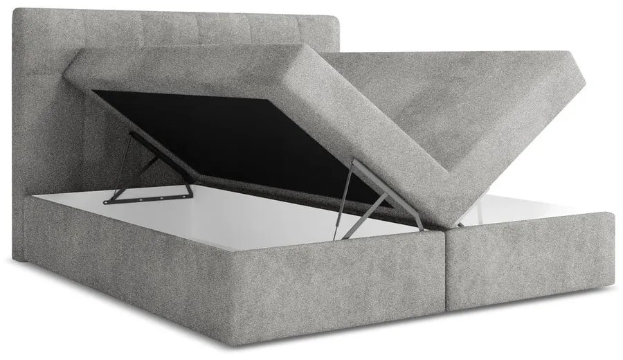 Světle šedá boxspring postel s úložným prostorem 160x200 cm Palta – Makamii