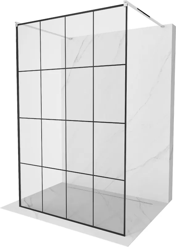 Mexen Kioto, sprchová zástěna Walk-In 150 x 200 cm, 8mm sklo černý vzor, chromový profil, 800-150-002-01-77