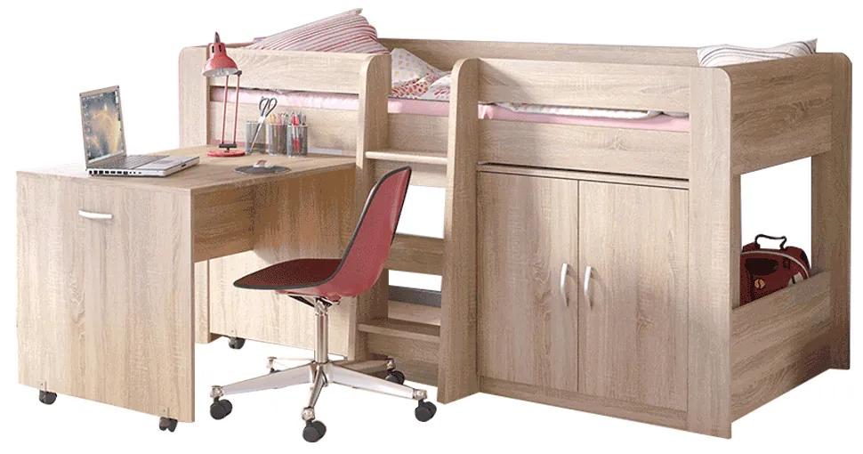 Kombinovaná postel do dětského pokoje, bílá, FANY - 2