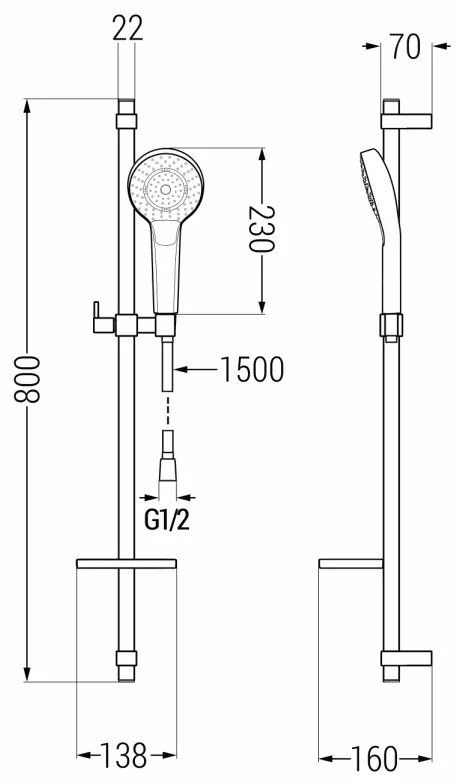 Mexen sprchový set DQ05, bílý, 785054581-20
