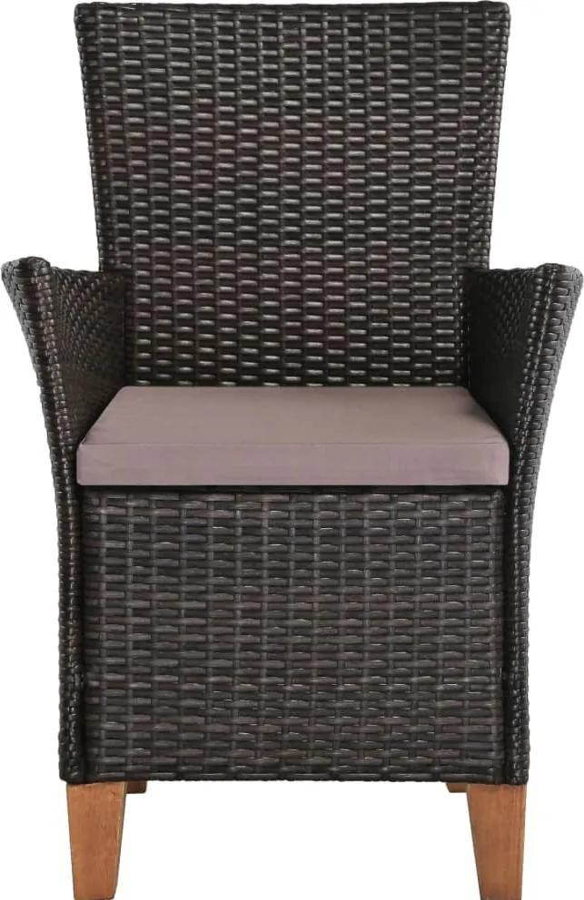 vidaXL Zahradní židle 2 ks s poduškami polyratan [44099] Barva: Hnědá