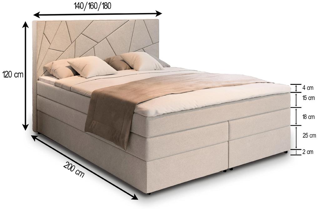 MSL Kontinentální čalouněná postel TAMARA (180 x 200 cm) Barva látky: INARI 52