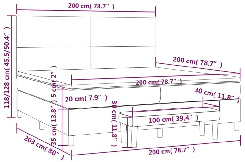 Box spring postel s matrací světle šedá 200x200 cm samet,  3137743