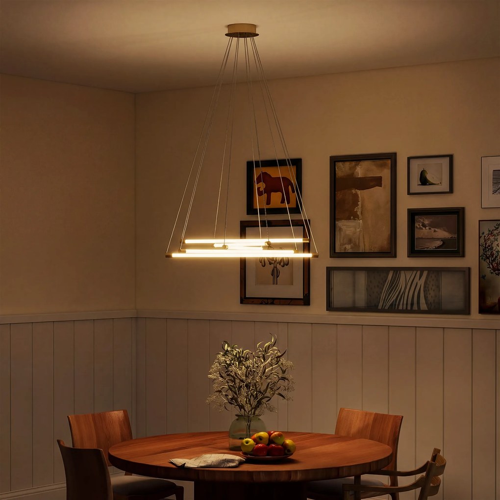 Stropní svítidlo LED, 50 W, 5 nastavitelných světelných trubic, přizpůsobitelné, stropní svítidlo do obývacího pokoje, jídelny, kuchyně, zlatá+bílá