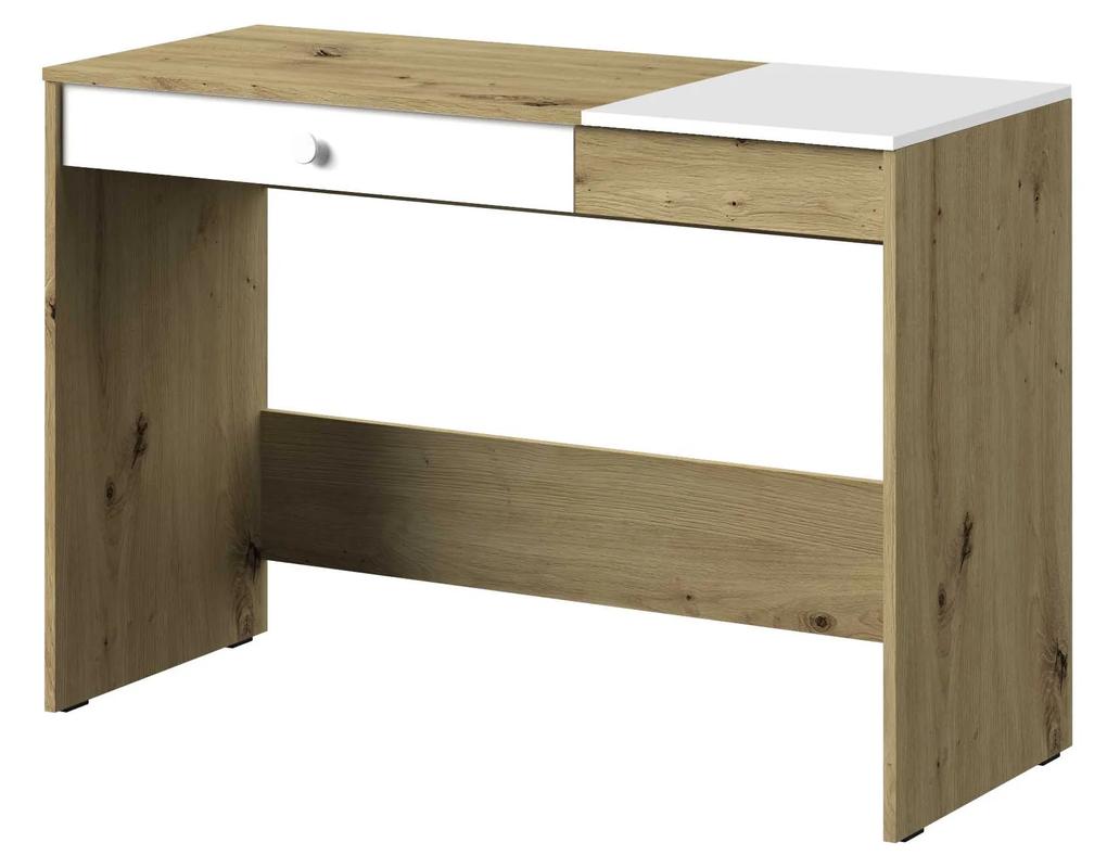 Psací stůl NERO 10 Domel 120/82/50 barva: dub artisan/šedý lesk/bílý lesk