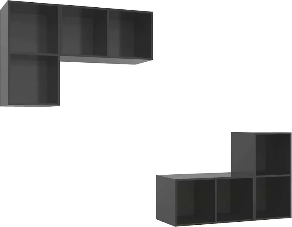 Nástěnné TV skříňky 4 ks šedé s vysokým leskem kompozitní dřevo 3079843