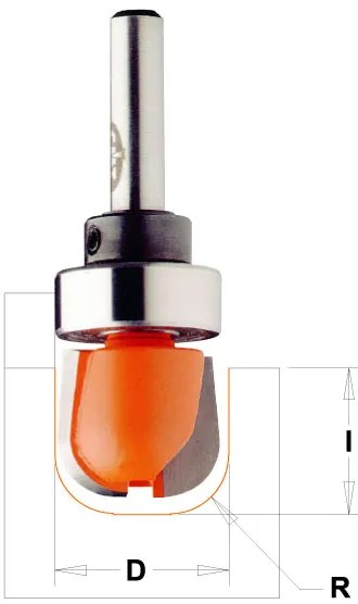 CMT C951 Žlábková fréza s ložiskem - R6,4 D31,7x16 S=12 HW