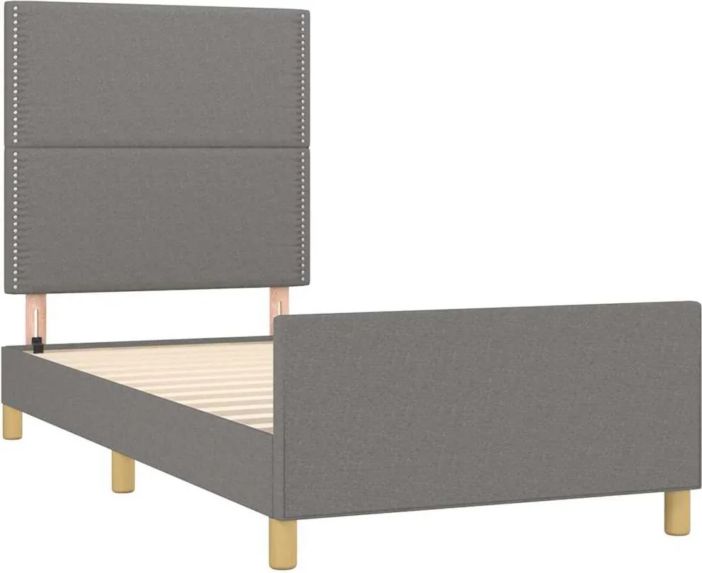 Rám postele bez matrace tmavě šedý 90 x 200 cm textil 3124945