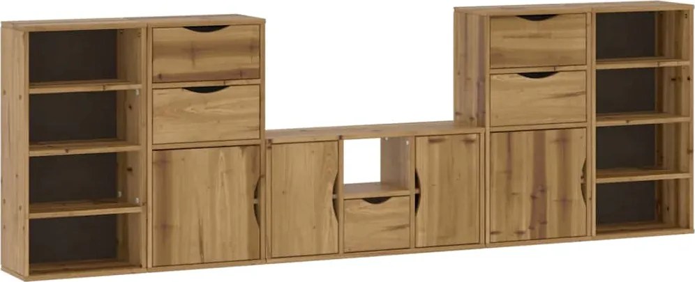 5 kusů TV skříněk s úložným prostorem "ODDA" Borovicový masiv 3365376