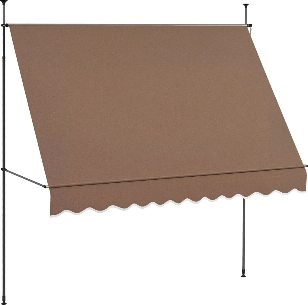 Outsunny Skládací Manuální Markýza 3x1,2m Exteriérová Terasová Rolovací Markýza s Nastavitelnou Výškou a Kličkou 210-300 cm Bez Vrtání UV30+ Ochrana p