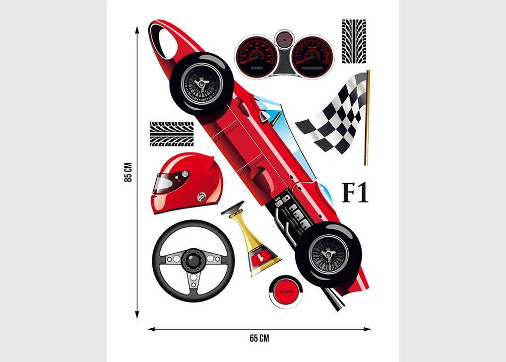Dětská samolepka na zeď Formule 1 | 65 x 85 cm | DK0832