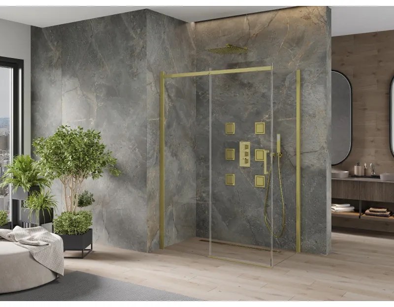 Mexen Omega sprchový kout 130x70cm, 8mm sklo, zlatý profil-čiré sklo, 825-130-070-50-00