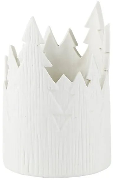 Bílý porcelánový svícen KJ Collection Ruma, výška 12,5 cm