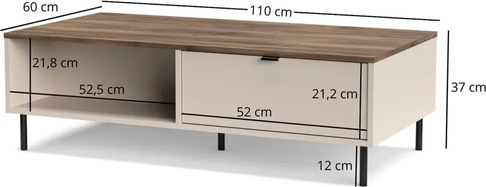 Konferenční stolek 2s/110 [EO4] kašmír / dub castello Evo