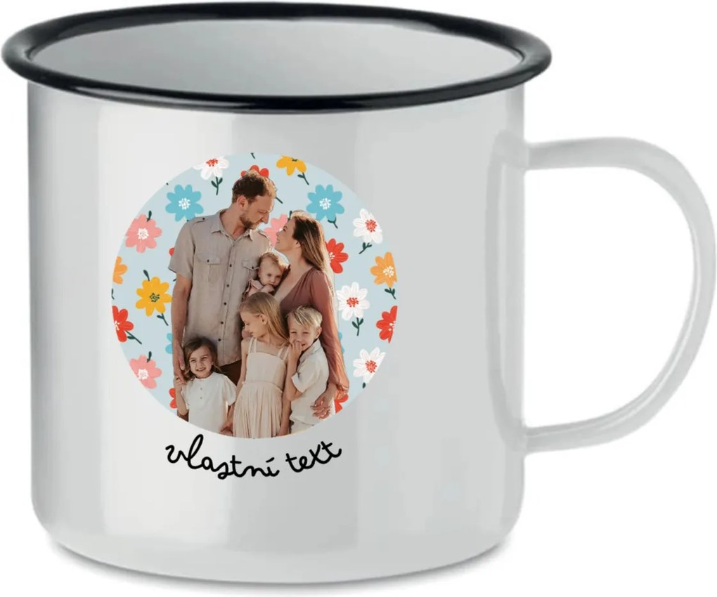 Personalizovaný retro plecháček s výřezem fotky na podkladu