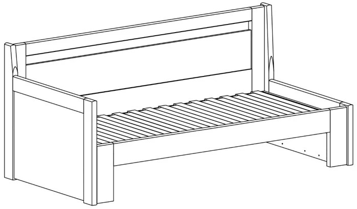 BMB Postel Tandem PLUS s levou područkou - imitace dřeva Dekor: Dub přírodní, Provedení: oblé, Rozměr: 90/170 x 200 cm