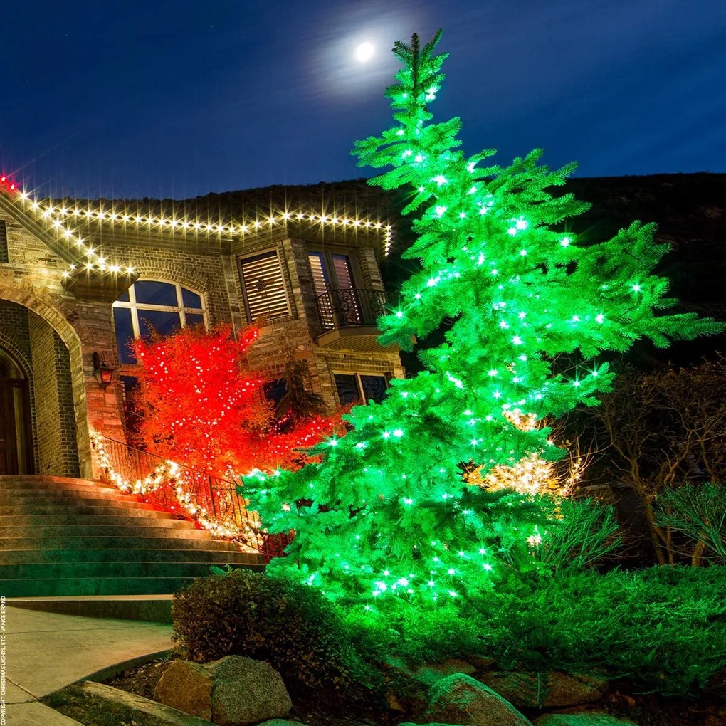 Venkovní LED vánoční řetěz - zelená, 30m, 300 LED