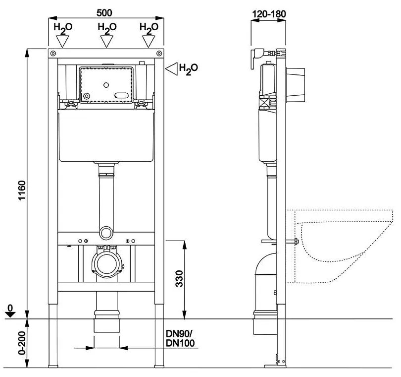 Mereo set wc závěsné kapotované se sedátkem modulem tlačítkem a izolací do sádrokartonu MM02NSETRT220