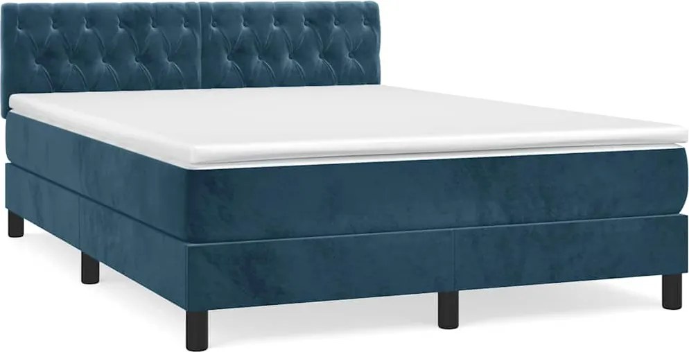 Box spring postel s matrací tmavě modrá 140x200 cm samet 3141489