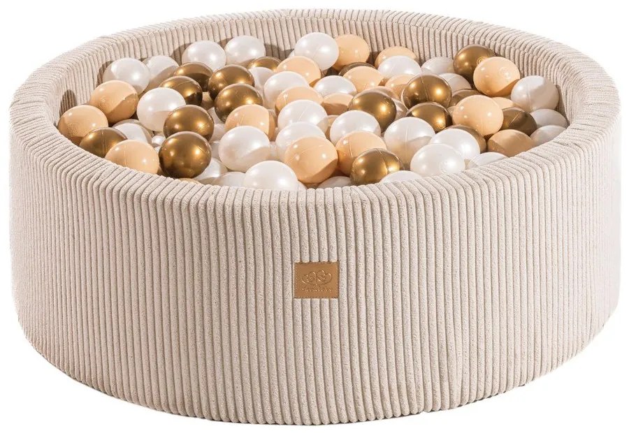 Krémový manšestrový bazének s míčky ø 90x30 cm Montessori – Meowbaby Biano.cz
