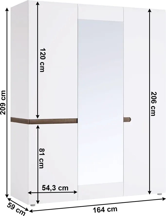 Skříň, bílá extra vysoký lesk HG / dub sonoma tmavý truflový, LYNATET TYP 22