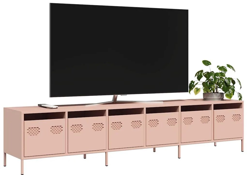 TV skříňka růžová 202 x 39 x 43,5 cm ocel válcovaná za studena 3307150
