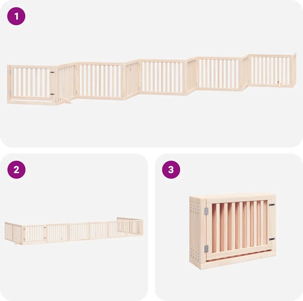 Zábrana pro psy s dvířky skládací 10 panelů 800 cm topol 3155667