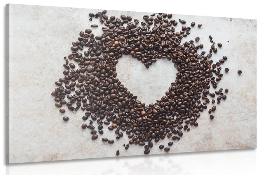 Obraz srdce z kávových zrn