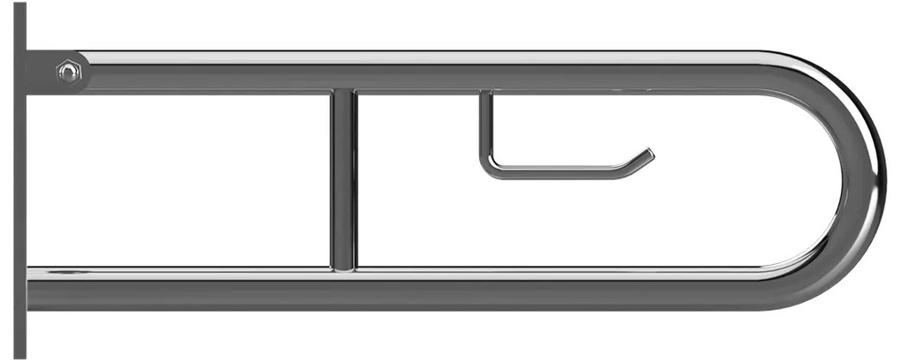 Bemeta HELP: Sklopný úchyt ve tvaru U s držákem TP, 750 mm, nerez, lesk, s krytkou - 301407301