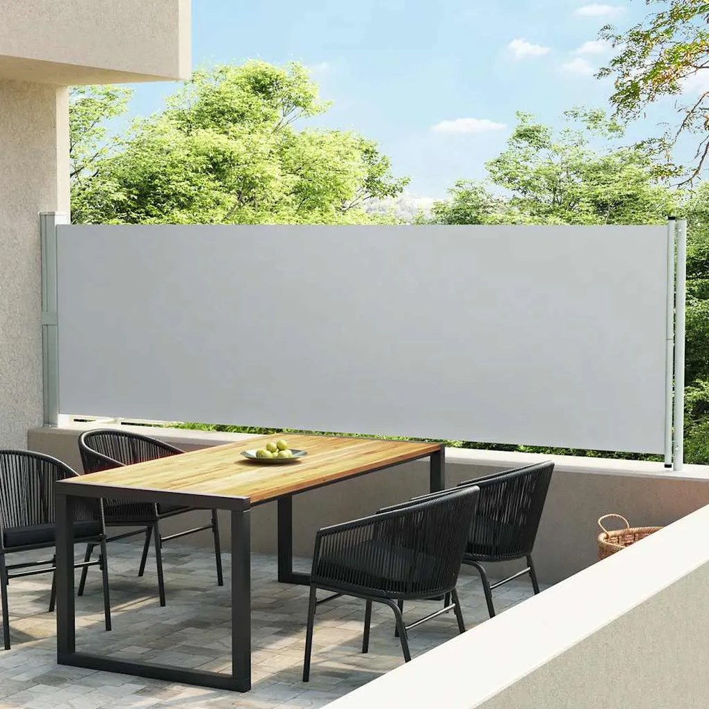 Zatahovací boční markýza / zástěna 140 x 600 cm šedá 313373