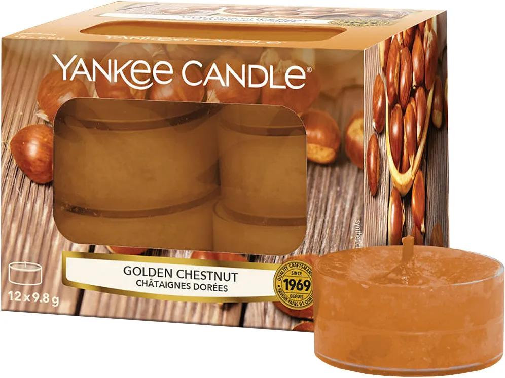 Yankee Candle – čajové svíčky Golden Chestnut (Zlatý kaštan), 12 ks