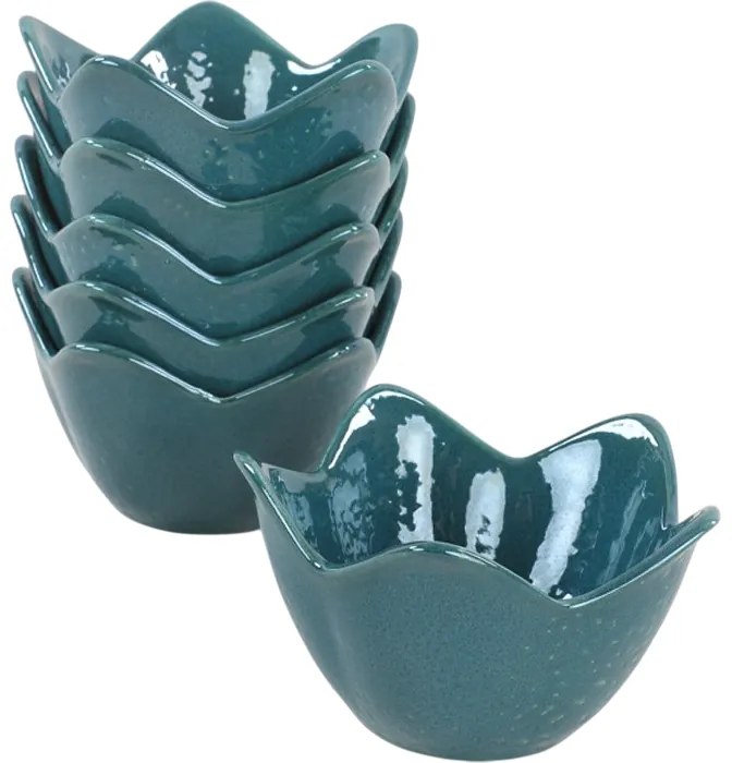 Sada 6 keramických misek Lotus 11,8 cm, tyrkysová