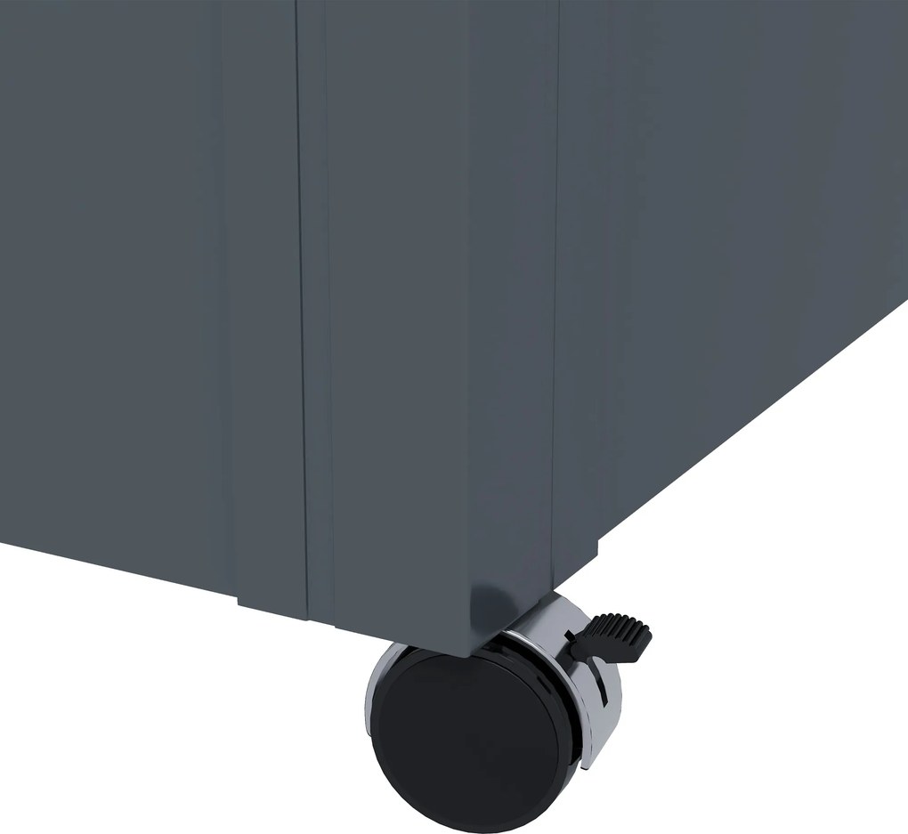 Outsunny Venkovní úložný box, zahradní box, box na polštáře, odolný proti povětrnostním vlivům, 4 kolečka, 100 x 62 x 65 cm, tmavě šedý