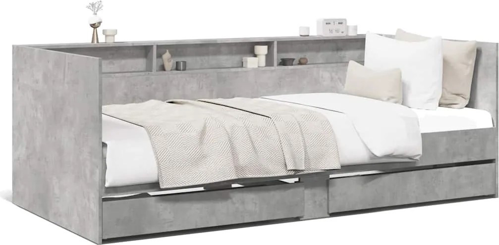 Válenda se zásuvkami bez matrace betonově šedá 75 x 190 cm 3280863
