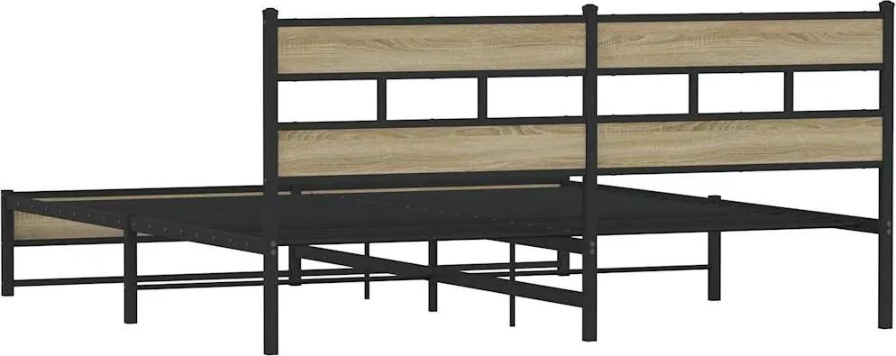 Kovový rám postele bez matrace dub sonoma 200 x 200 cm 3308502