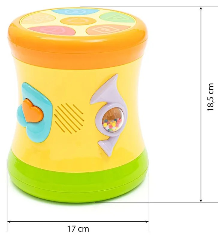 Oboustranný dynamický bubínek Baby Mix žlutý