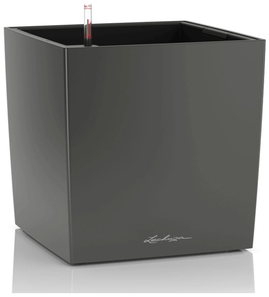 Lechuza Premium Cube All Inclusive Set Anthracite Metallic s vložkou V 30 cm / D 30 cm