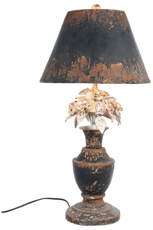 Kovová stolní vintage lampa s patinou – 36x73 cm