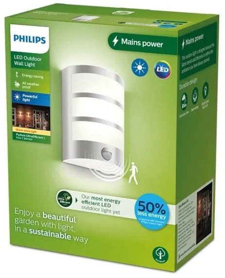 Philips - LED Venkovní nástěnné svítidlo se senzorem PYTHON LED/3,8W/230V IP44
