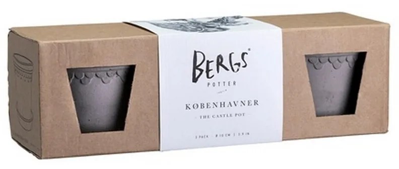 Set 3 ks květináčů Kobenhavner Raw Grey 10 cm Bergs Potter