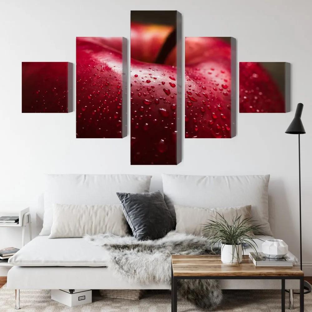 Vícedílný obraz Červené Jablko V Makro Měřítku Nedostatek Nedostatek Přírodní plátno 200x120