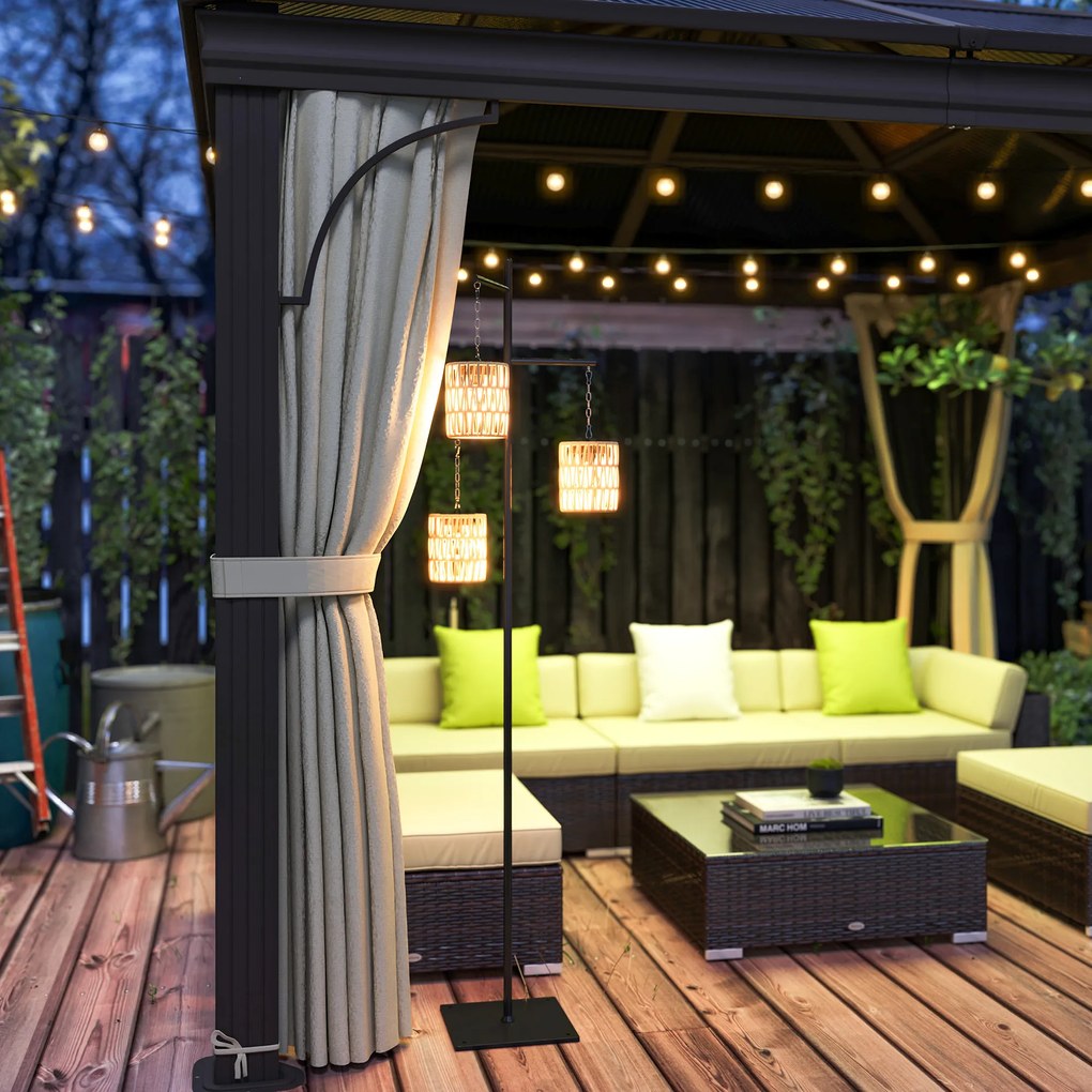 Solární stojací lampa Ratanové solární lampy se světelným senzorem 3 světla Automatické v boho stylu IP44 Odolné proti stříkající vodě