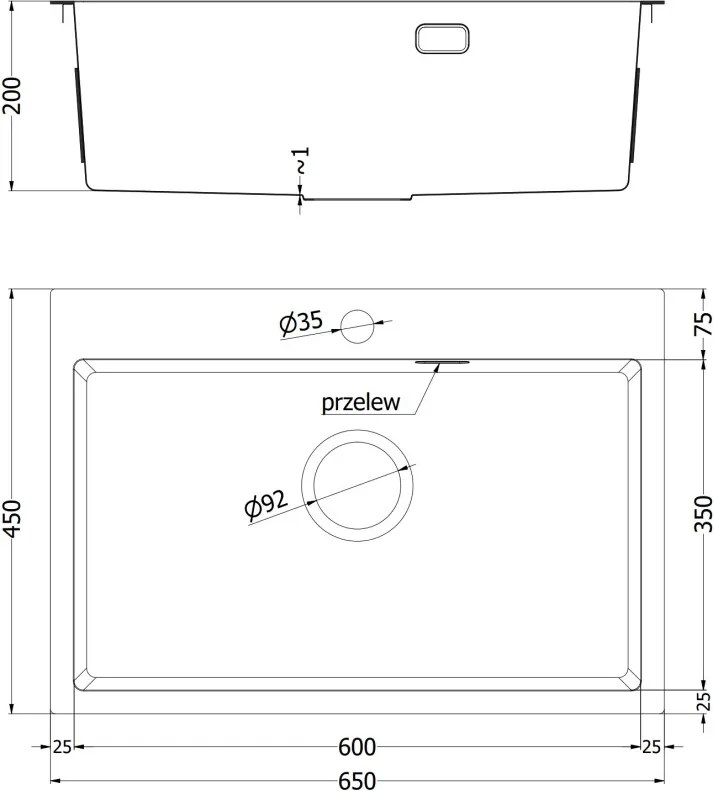 Mexen Solix kuchyňský dřez ocelový 1-komorový 650 x 450 mm, měď HC - 6403651000-65HC