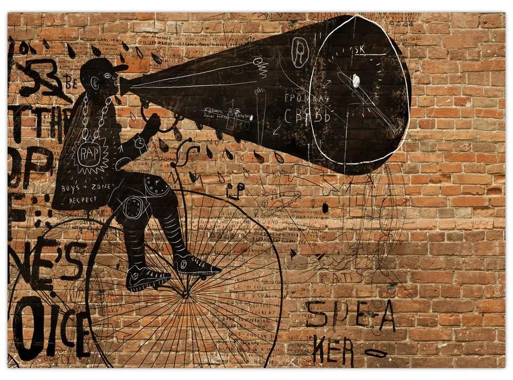 Obraz - Muž na kole v Banksyho stylu (70x50 cm)