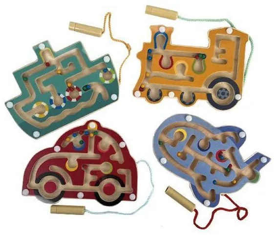 Bigjigs Toys Dřevěný magnetický labyrint 1 ks Modrá