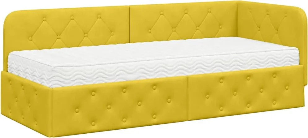 Rohový rám postele Žlutá 80 x 200 cm samet 3394068