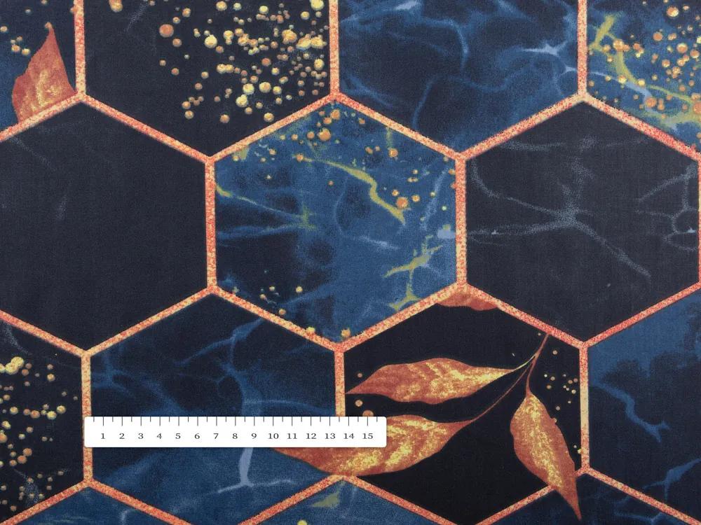 Biante Bavlněné prostírání na stůl Sandra SA-232 Tmavě modré hexagony 35x45 cm