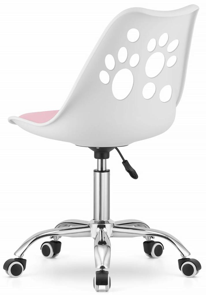Bílo-růžová kancelářská židle PRINT